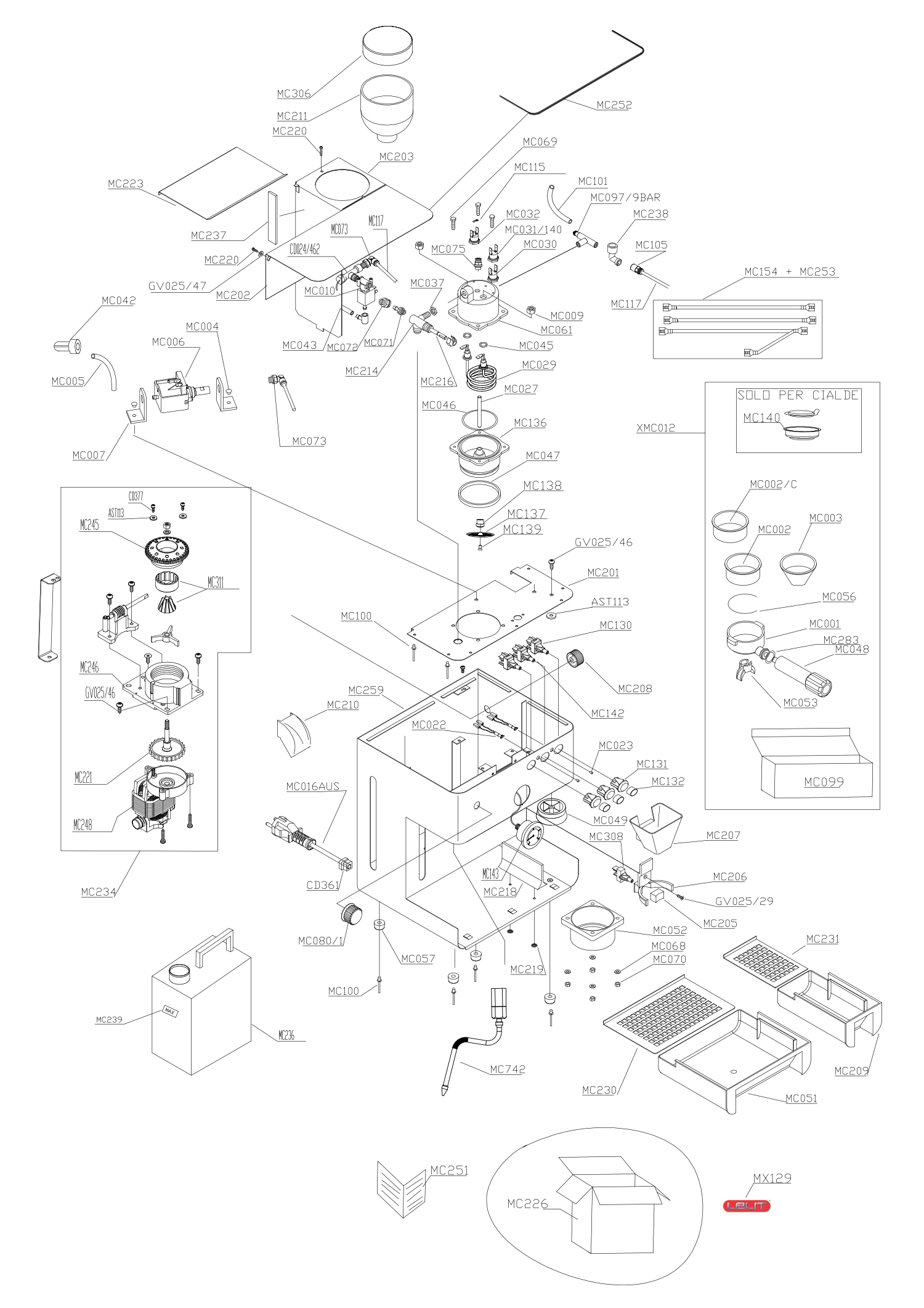 Exploded Views Lelit Exploded Views PL042EMAUS Exploded View - Complete
